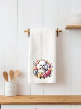Handmade | Kitchen | Floral Poodle Dog Waffle Weave Decorative Kitchen ...